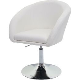 HHG - Esszimmerstuhl 247, Küchenstuhl Stuhl Drehstuhl Loungesessel, drehbar höhenverstellbar Stoff/Textil creme-weiß - white