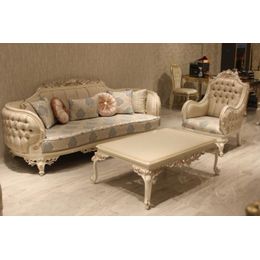 JVmoebel Wohnzimmer-Set Stilvolles Luxuriösen 3-Sitzer Sofa Wohnzimmer Sessel Edlem Möbel