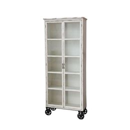 Chic Antique alter Vitrinenschrank mit Glastüren, H200/L83/B36 cm antik creme