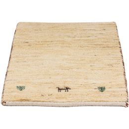 Wollteppich Gabbeh - Loribaft Perser quadratisch - 45 x 40 cm - beige, morgenland, quadratisch, Höhe: 12 mm, Wohnzimmer, Handgeknüpft, Einzelstück mit Zertifikat, beige