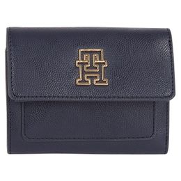 Tommy Hilfiger Geldbörse TH TIMELESS MED FLAP W BILL, mit goldenen Details und TH-Emblem vorne, blau