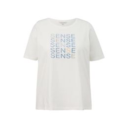 TRIANGLE Große Größen: T-Shirt aus Jersey mit Wordingprint, weiß bedruckt, Gr.54