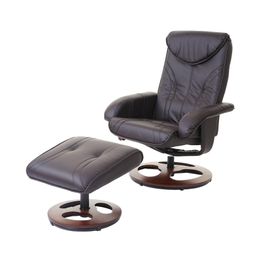 Relaxsessel MCW-C46, Fernsehsessel Sessel mit Hocker, Kunstleder ~ braun