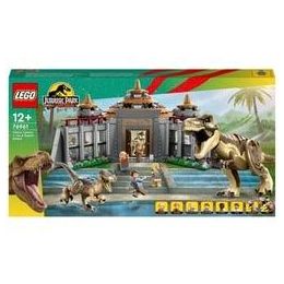 Lego Angriff des T. rex und des Raptors aufs Besucherzentrum