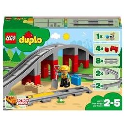 Lego Eisenbahnbrücke und Schienen
