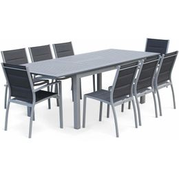 Sweeek - Gartengarnitur mit ausziehbarem Tisch, 8 Personen Grau / Dunkelgrau - Grau