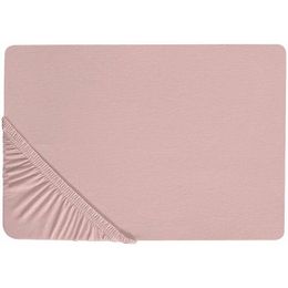 Beliani Spannbettlaken Rosa Baumwolle mit Gummizug 160 x 200 cm Betttuch für Klassische Hohe Matratze Atmungsaktiv Schlafzimmer Kinderzimmer - Rosa