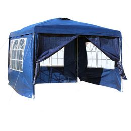 Wiltec Pavillon 3 x 3 m in Blau mit UV-Schutz 50+, Gartenpavillon mit abnehmbaren Seiten, Partyzelt mit Fenstern für z. b. Terrasse und Festival - blau