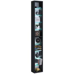 Vcm Holz CD DVD Stand Regal Rasato mit Glasböden (Farbe: Schwarz, Größe: 152)