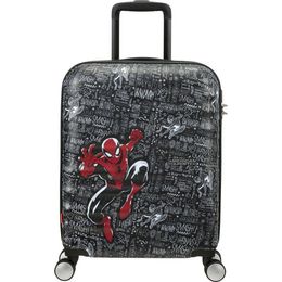 American Tourister® Hartschalen-Trolley Wavebreaker, spiderman sketch, 55 cm, 4 Rollen, Kinderreisekoffer Handgepäck Reisekoffer TSA-Zahlenschloss, grau