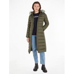 Tommy Hilfiger Daunenmantel TYRA DOWN MAXI WITH FUR mit Stehkragen, grün