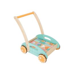 Small Foot - Wooden Baby Walker Carriage with Blocks Pastel 35dlg.