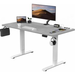 Höhenverstellbarer Schreibtisch mit USB-Buchse und kabellosem Ladepad Grau 160 cm x 80 cm - Grau