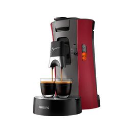 Philips SENSEO® CSA240/90 Select mit Kaffeestärkewahl und Memo-Funktion, 0.9L Wassertank, Padmaschine, Dunkelrot/Grau