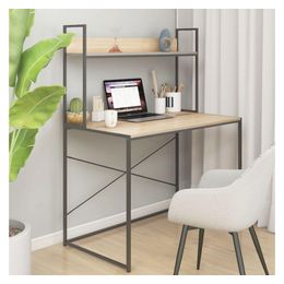 furnicato Schreibtisch Computertisch Schwarz Eiche-Optik 110x60x138cm Holzwerkstoff