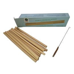 Provance Trinkhalme 10er Set Bambus Strohhalme mit Reinigungsbürste