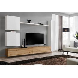 JVmoebel Wohnzimmer-Set Weiß Komplett Set Wohnzimmermöbel Wohnwand Regal Luxus Wandschrank Neu
