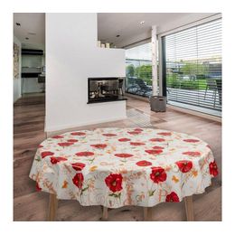 laro Tischdecke Wachstuch-Tischdecken Mohnblumen Rot Rund 140cm