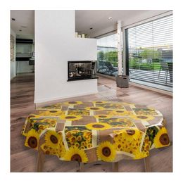 laro Tischdecke Wachstuch-Tischdecken Sonnenblumen Gelb Rund 140cm