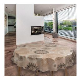 laro Tischdecke Wachstuch-Tischdecken Mandala Beige Rund 140cm