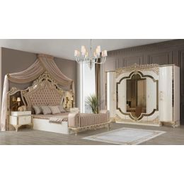 JVmoebel Komplettschlafzimmer Schlafzimmer Set Bett 2x Nachttische Design Luxus neu 5tlg weiß