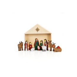 Logbuch-Verlag Weihnachtsfigur Weihnachtskrippe Heilige Familie + Stall 12-teilig (12 St)