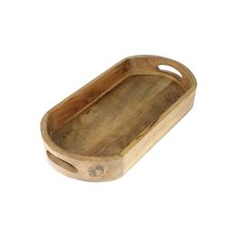 Macosa Home Dekotablett Serviertablett oval Holz Tablett Tischdeko