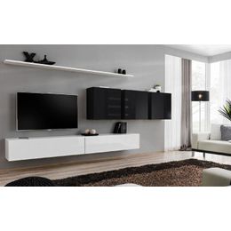 JVmoebel Wohnzimmer-Set Weiß Wohnwand 2x TV-Ständer Sideboard Wohnzimmermöbel Wandschrank