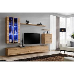 JVmoebel Wohnzimmer-Set Designer Möbel Garnitur Modern Wandschrank TV-Ständer Holzmöbel Neu