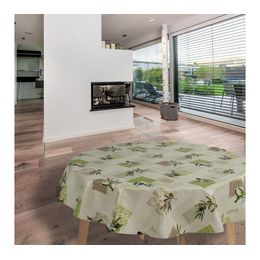 laro Tischdecke Wachstuch-Tischdecken Grün Olive Rund 140cm