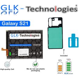 GLK-Technologies Samsung Galaxy S21 5G SM-G991B EB-BG991ABY Handy-Akku inkl. 2X Klebebandsätze 4200 mAh