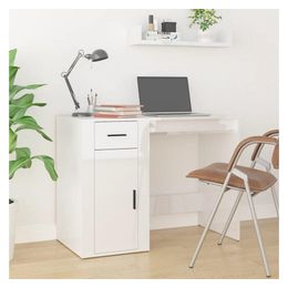 furnicato Schreibtisch Hochglanz-Weiß 100x49x75 cm Holzwerkstoff