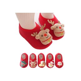 Daisred 5 Paar Weihnachtssocken für Babys Kinder Krabbelschuh