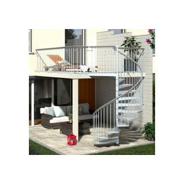 Dolle Außentreppe Gardenspin, für Geschosshöhen bis 282 cm, Stufen offen, Ø: 185 cm, Lochblechstufen, grau|silberfarben