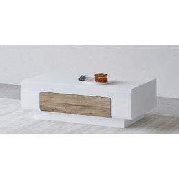 Inosign Couchtisch Toledo,Breite 110cm eleganter Sofatisch mit Hochglanzelemente, Kaffeetisch mit 1 Schublade, Wohnzimmertisch, weiß