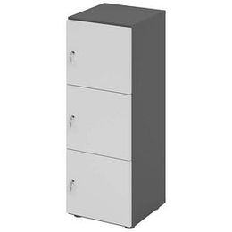 Hammerbacher Schließfachschrank grafit, lichtgrau V234L3/G/5/DS, 3 Schließfächer 40,0 x 42,0 x 110,0 cm