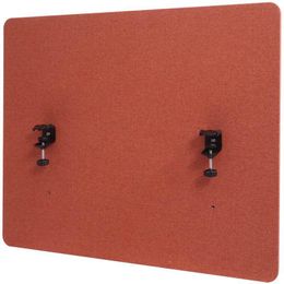 Akustik-Tischtrennwand HHG 943, Büro-Sichtschutz Schreibtisch Pinnwand, doppelwandig Stoff/Textil 60x75cm braun - brown