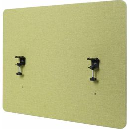 Akustik-Tischtrennwand HHG 943, Büro-Sichtschutz Schreibtisch Pinnwand, doppelwandig Stoff/Textil 60x75cm grün - green