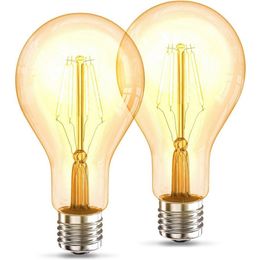 B.K.LICHT LED-Leuchtmittel BK_LM1404 LED Leuchtmittel 2er Set E27 A75, E27, 2 St., Warmweiß, 2.200 K Edison Vintage Glühbirne Filament, goldfarben