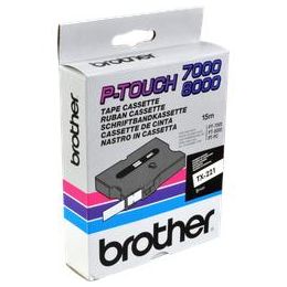 Brother P-Touch Band TX-221 schwarz auf weiß 9mm / 15m laminiert