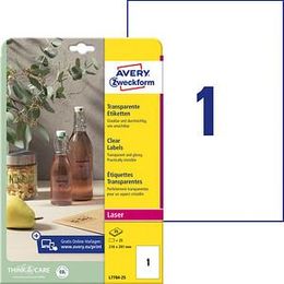 25 Avery Zweckform Folienetiketten transparent 210,0 x 297,0 mm