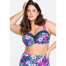 sheego Große Größen: Bikini-Oberteil mit wattierten Cups und Bügel, blau-pink, Gr.52C