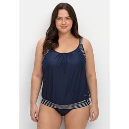 sheego Große Größen: Tankini-Top in Oversized-Form mit Streifendetails, marine gestreift, Gr.42D