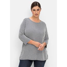 sheego Große Größen: Gestreiftes Shirt mit 3/4-Arm, weiß-nachtblau, Gr.48/50