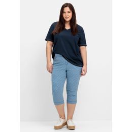 sheego Große Größen: Gepunktete Caprijeans mit Gummibund, light blue Denim, Gr.54