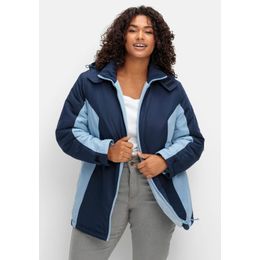 sheego Große Größen: Funktions-Winterjacke mit Kontrastdetails, bleu-marine, Gr.40