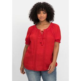 sheego by Joe Browns Große Größen: Tunika im Boho-Look, mit Crochet-Spitze, rot, Gr.44