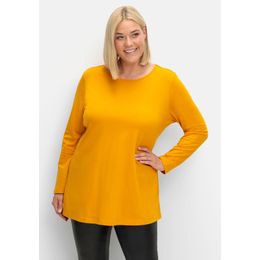 sheego Große Größen: Longshirt mit hohen Seitenschlitzen, curry, Gr.52