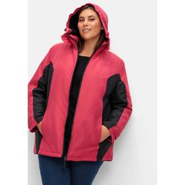 sheego Große Größen: Funktions-Winterjacke mit Kontrastdetails, rot-schwarz, Gr.44