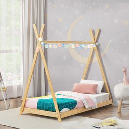 en.casa® en.casa Kinderbett Tipibett Vimpeli 90x200 cm Bambus